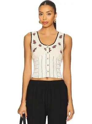 Free People Rose Bud Knit Top - Ivory Combo