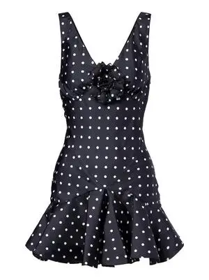 RODARTE Polka-dot Silk Twill Minidress - Black