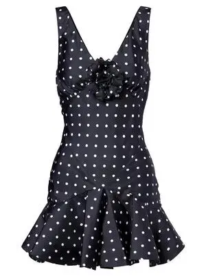 RODARTE Polka-dot Silk Twill Minidress - Black