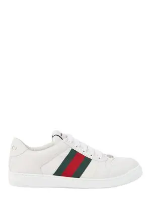 Gucci Screener Debossed Leather Sneakers - White