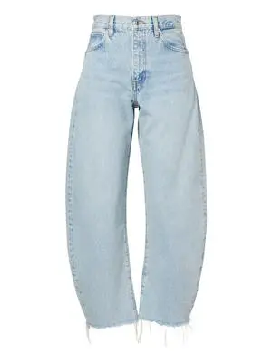 FRAME Bubble Crop High-rise Barrel-leg Jeans - Blue