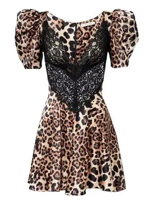 RODARTE Leopard-print Silk Satin Minidress - Multicoloured