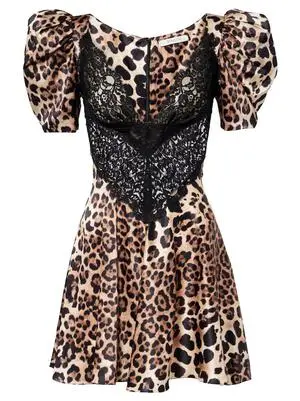 RODARTE Leopard-print Silk Satin Minidress - Multicoloured