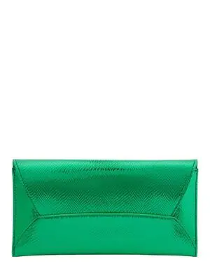 AQUAZZURA Envelope Small Metallic Leather Clutch - Green