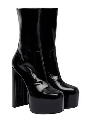 Saint Laurent Billy 95 Leather Platform Mid-calf Boots - Black