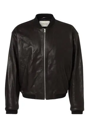 FRAME Leather Bomber Jacket - Black