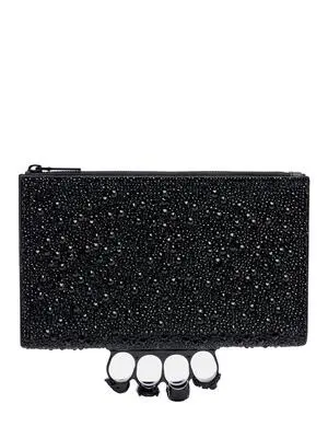 Alexander McQueen Skull Knuckle Studded Leather Pouch - Black