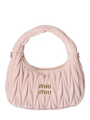Miu Miu Wander Matelassé Suede Bag - Peach