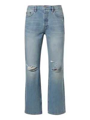 FRAME Relaxed Distressed Straight Jeans - Blue