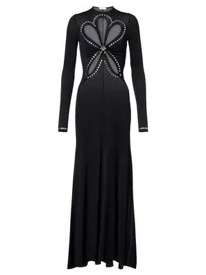 Rabanne Cutout Embellished Jersey Maxi Dress - Black