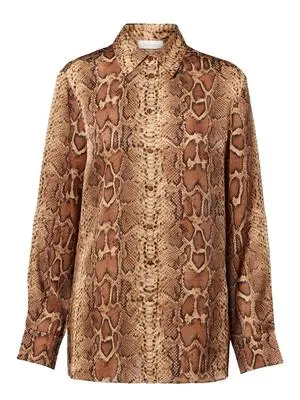 Zimmermann Hypnotic Snake-print Silk Shirt - Brown