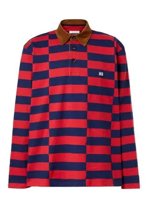 WALES BONNER City Striped Cotton Canvas Polo Shirt - Red