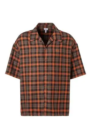 Loewe Anagram Plaid Bowling Shirt - Orange