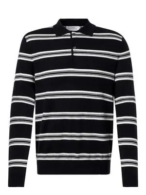 Arch4 Mr Swansea Striped Cashmere Polo Sweater - Black
