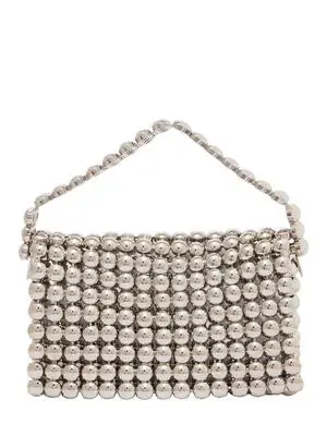 AQUAZZURA Cosmic Small Beaded Shoulder Bag - Silver