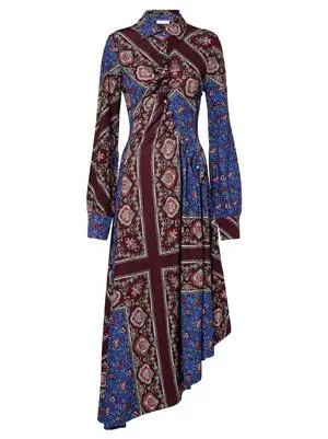 Rabanne Asymmetric Paisley Printed Midi Dress - Multicoloured