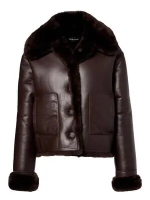 David Koma Reversible Shearling And Leather Jacket - Brown