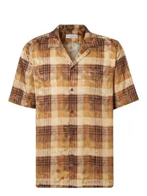 Dries Van Noten Checked Jacquard Bowling Shirt - Brown