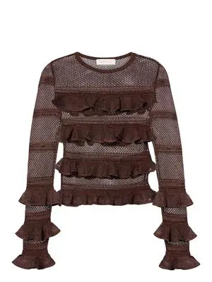 Zimmermann Hypnotic Ruffled Top - Brown