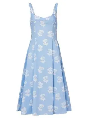 Marni Floral Cotton Midi Dress - Blue