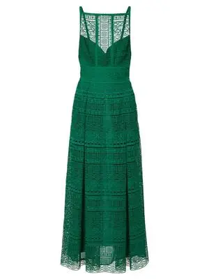 Elie Saab Macramé Midi Dress - Green