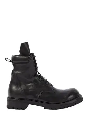 Rick Owens Leather Combat Boots - Black