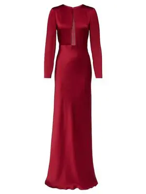 Max Mara Bird Satin Maxi Dress - Red