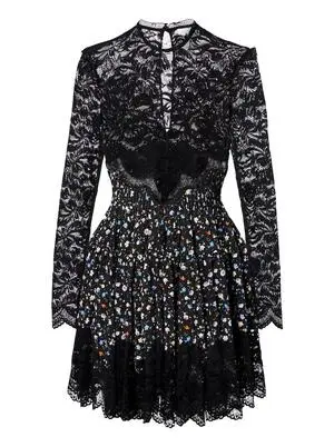Rabanne Floral Lace Minidress - Black