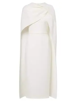 Safiyaa Oria Caped Crêpe Midi Dress - White