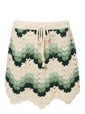 The Upside Tidal Hali Crochet Miniskirt - Beige