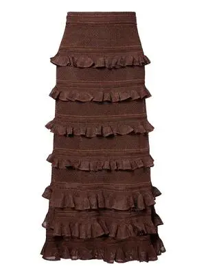 Zimmermann Hypnotic Ruffled Maxi Skirt - Brown