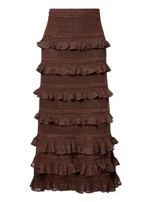 Zimmermann Hypnotic Ruffled Maxi Skirt - Brown
