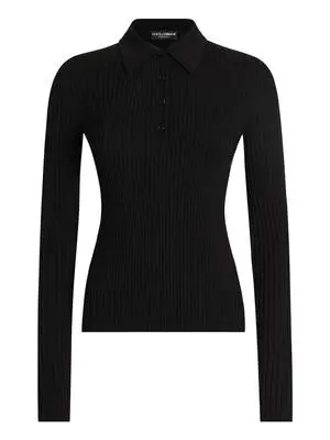 Dolce & Gabbana Ribbed Wool Pullover - Black