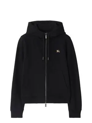 Burberry Cotton Knight Stamp Hoodie - Black
