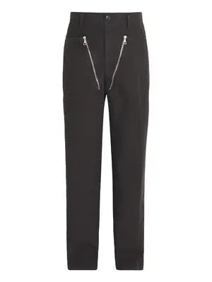 Dries Van Noten Cotton Trousers With Zip Detail - Brown