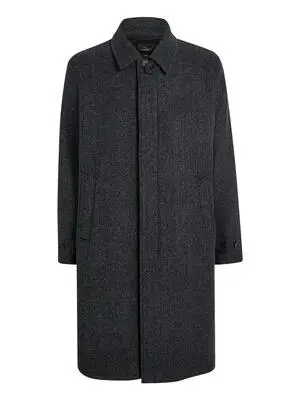 Vince Wool-blend Herringbone Longline Coat - Grey