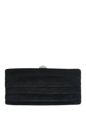 Rodo Plissé Velvet Clutch Bag - Navy