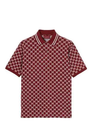 Gucci Gg Cotton Piquet Jacquard Polo Shirt - Red