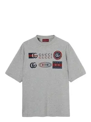 Gucci Printed Cotton Jersey T-shirt - Grey