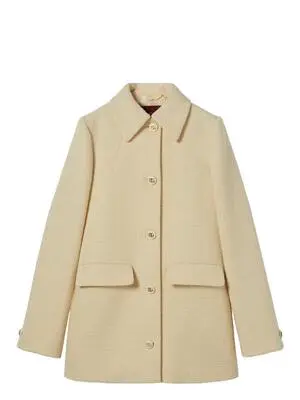 Gucci Textured Wool Tweed Coat - Neutral
