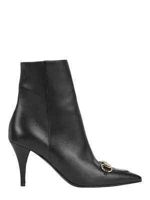 Gucci Leather Ankle Boot With Horsebit - Black