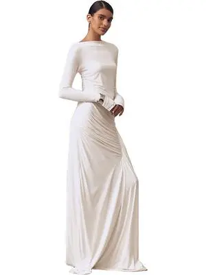 Misha Collection Glacier Long-sleeve Ruched Maxi Dress - Ivory