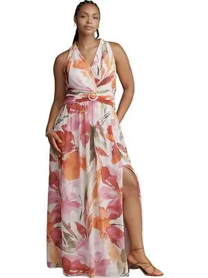 Adrianna Papell Floral Chiffon Maxi Dress - Pink Pattern