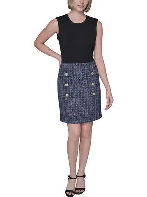 Karl Lagerfeld Paris Mixed Media Dress - Black/blue Multi