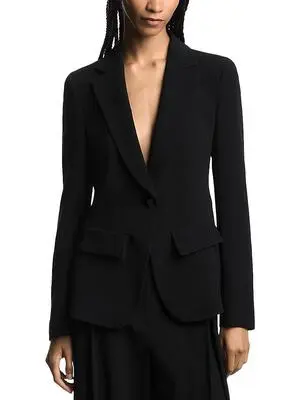 Emporio Armani Single Button Notched Lapel Blazer - Solid Black