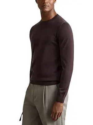 REISS Wessex Merino Crewneck Sweater - Dark Bordeaux