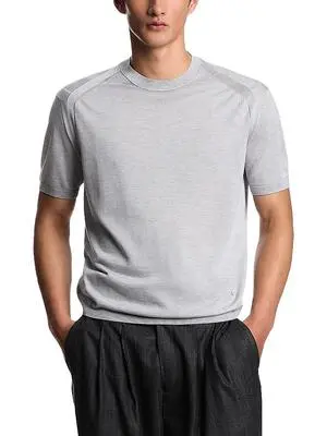 Emporio Armani Jersey Knit Short Sleeved Sweater - Solid Light