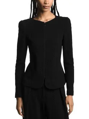 Emporio Armani Zipper Front Blazer - Solid Black