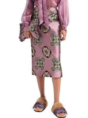 La DoubleJ Printed Pencil Skirt - Nucleus Dusty Pink