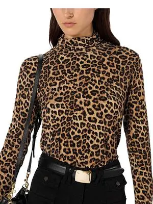 Gerard Darel Helene Leopard Print Top - Camel